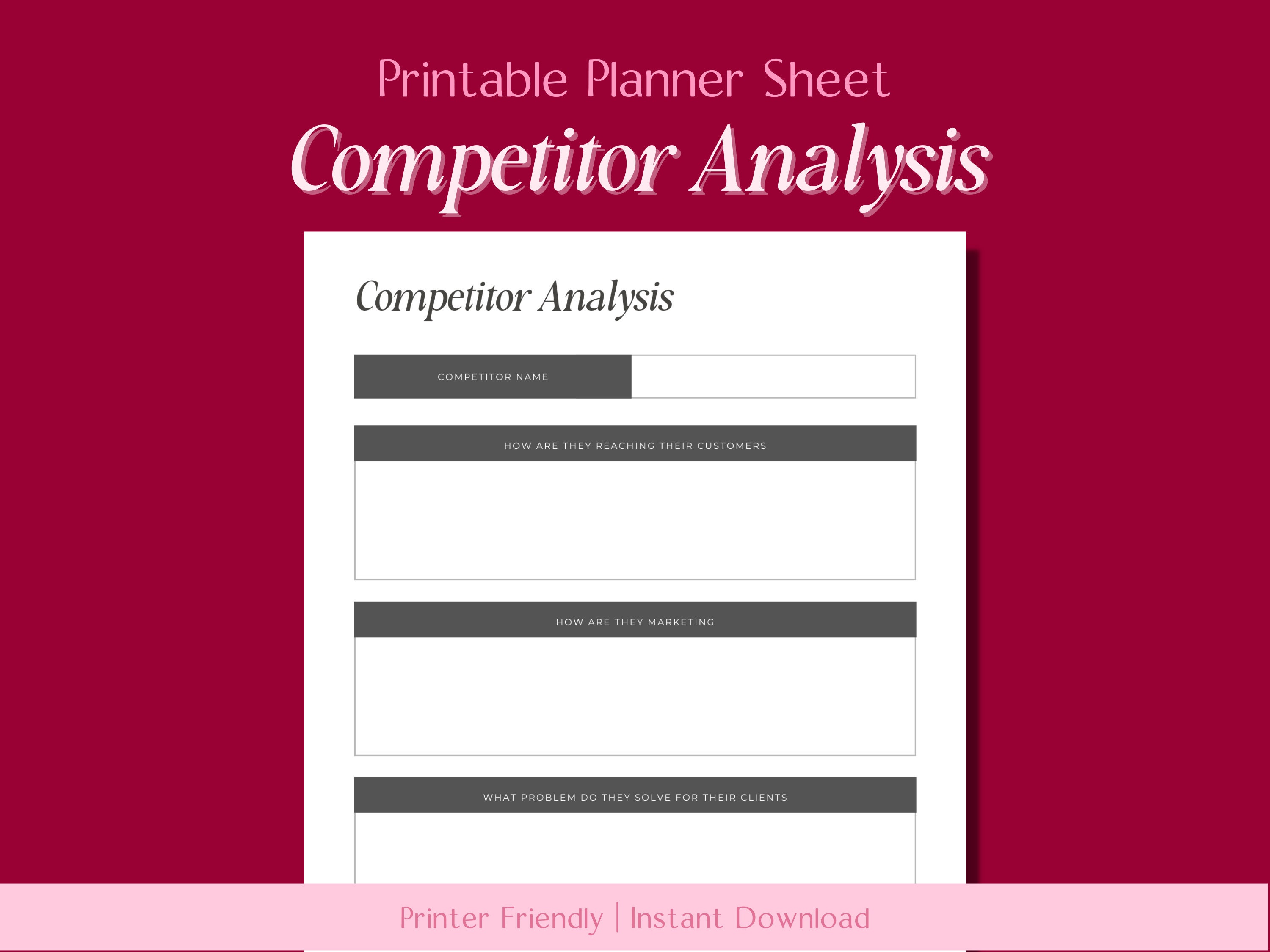 Competitor Analysis Printable // Small Business Growth, Etsy Help ...