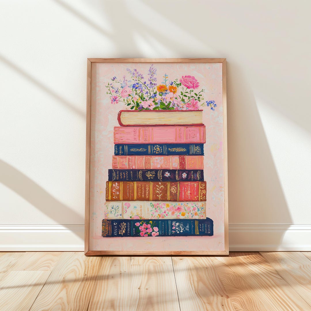 Bloomcore Books Wall Print | Printable Wall Art, Floral Wall Print ...
