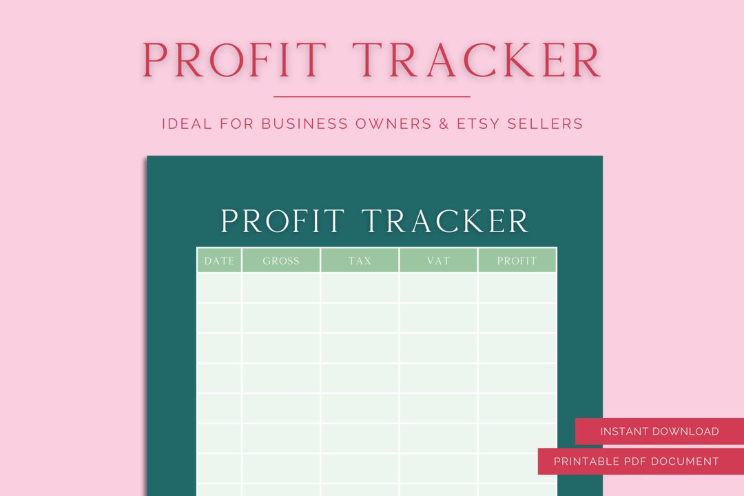 Profit Tracker Printable // Business Finances Bookkeeping - Etsy