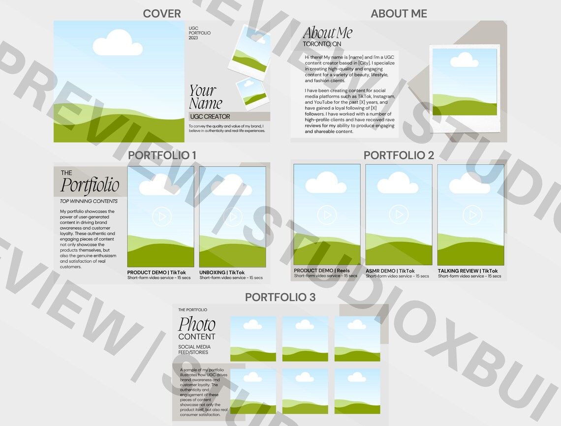 UGC Creator Portfolio Template Minimal Aesthetic 10 Page Canva ...