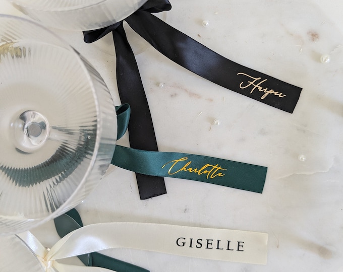 Luxury Personalized Ribbon Name Tags, Name Place Cards Weddings, Wine ...