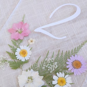 Pressed Flower Table Number - Etsy
