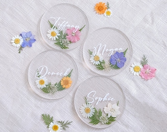 Pressed Flower Place Card/favor/wedding Placecards/floral Resin/wedding ...