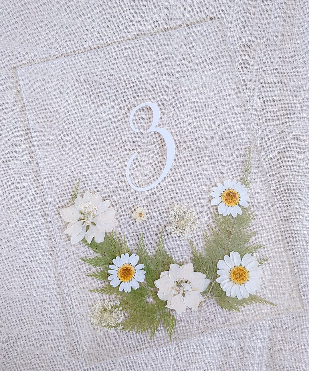 Pressed Flower Table Number - Etsy
