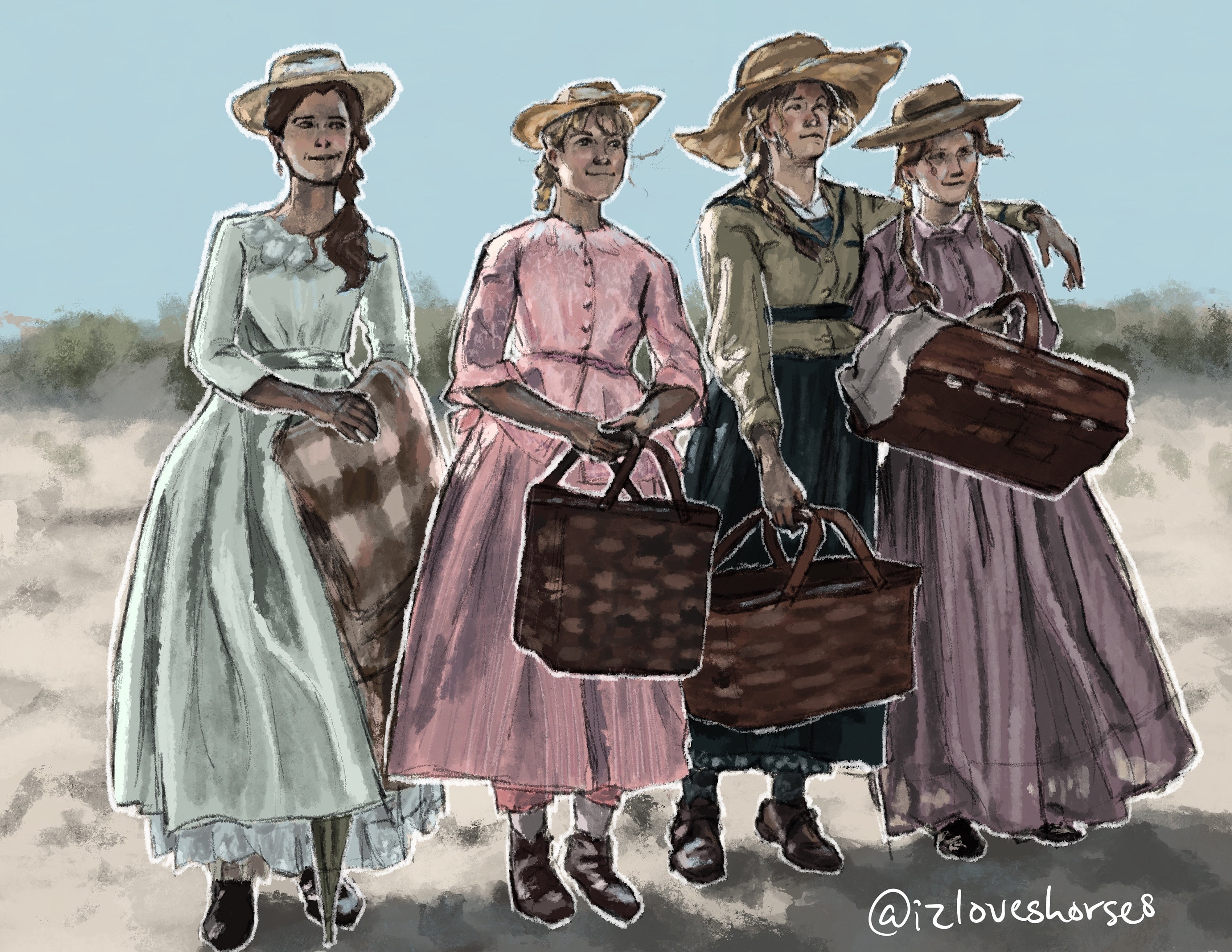 Little Women: the March Girls (jo, Amy, Meg, and Beth) 5"7" Print ...