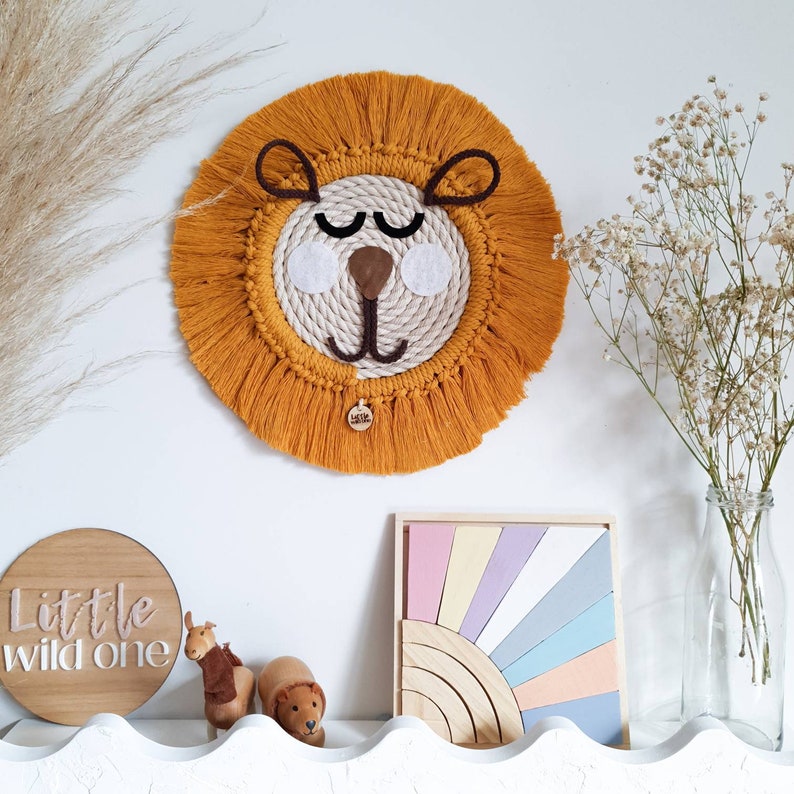 Boho Lion Animal Wall Hanging Big Colour Little Wild One - Etsy