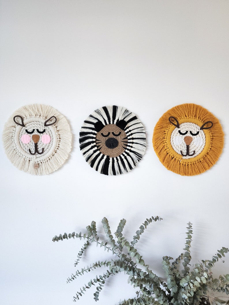 Boho Lion Animal Wall Hanging Big Colour Little Wild One - Etsy
