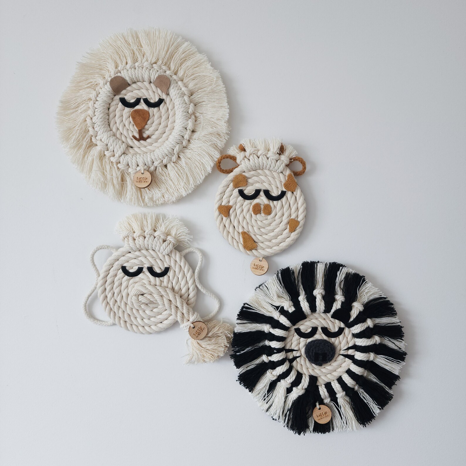 Boho Safari Animals Wall Hanging SET X 4 Little Wild One - Etsy