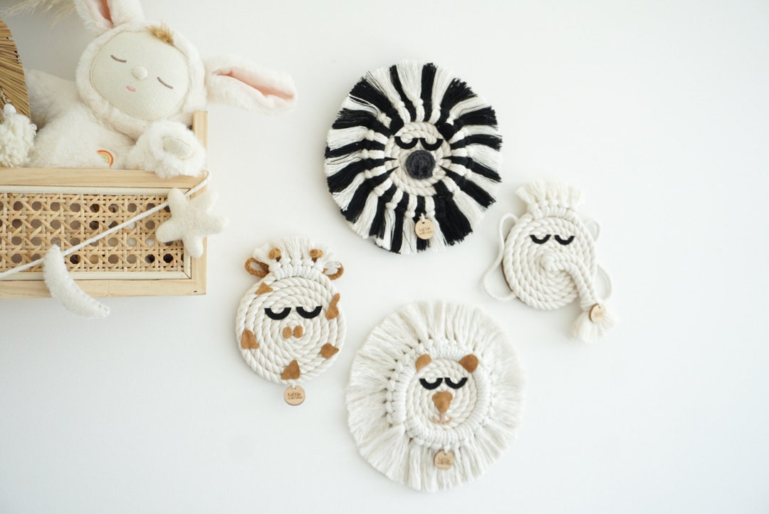 Boho Safari Animals Wall Hanging SET X 4 | Little Wild One | Nursery ...