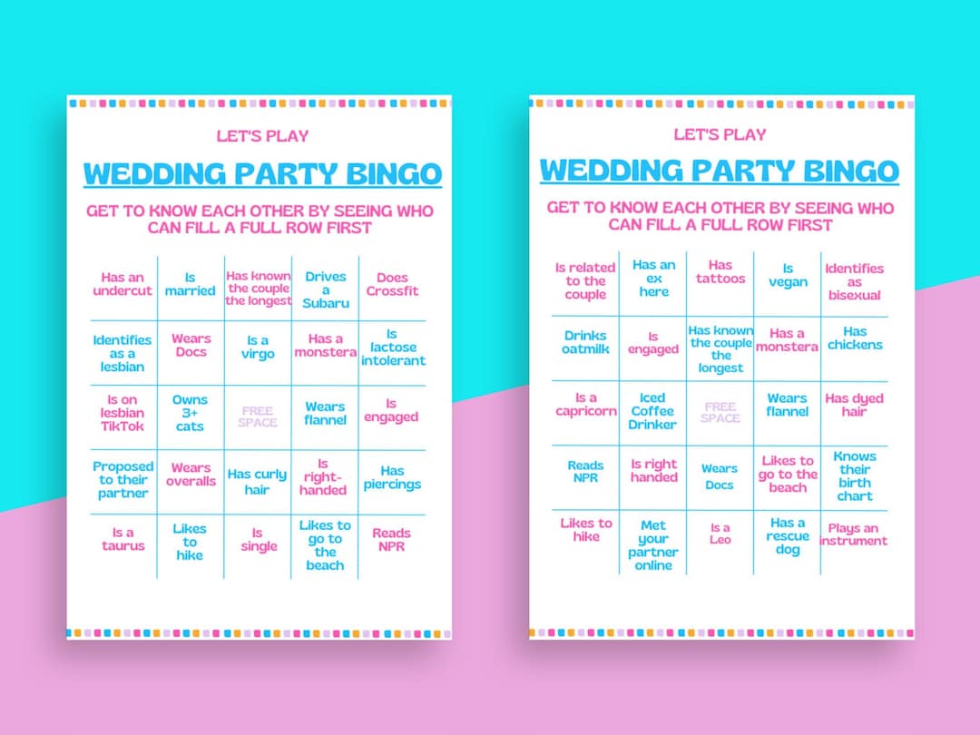 Lesbian Bachelorette Bingo Cards, LGBTQ Bachelorette Digital Download ...