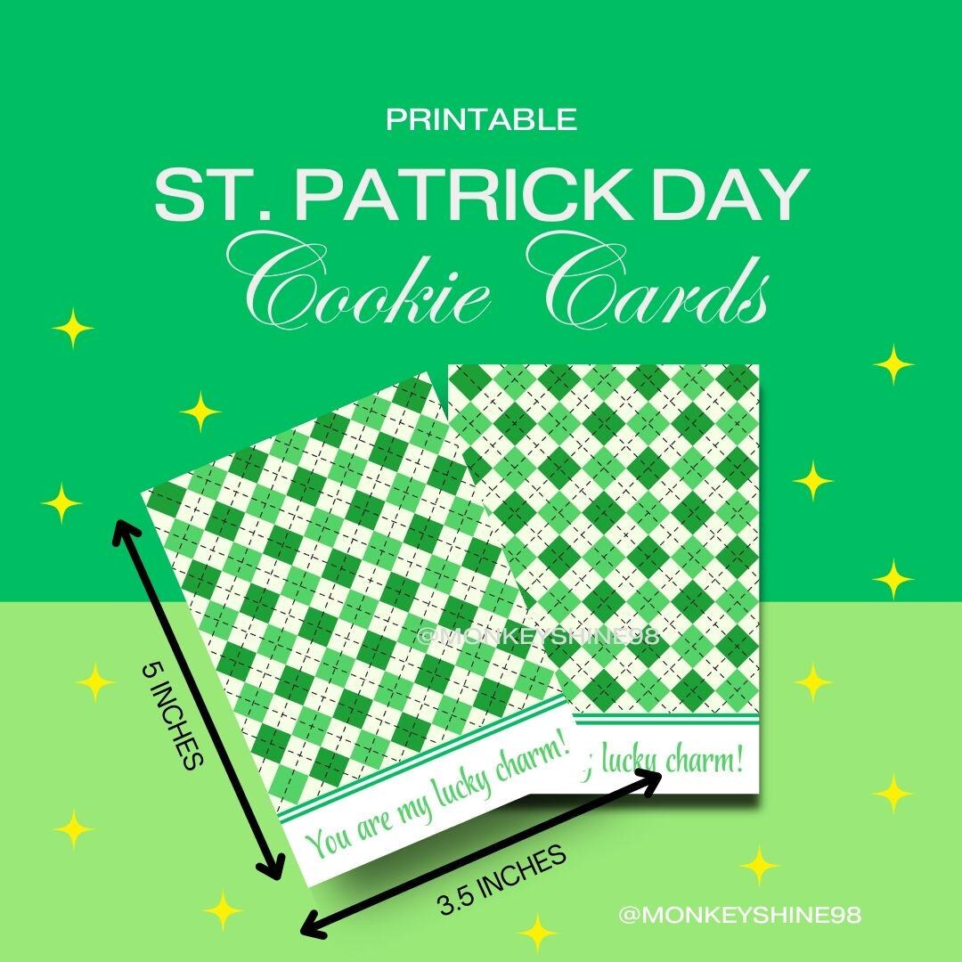 Printable St. Patrick's Day Cookie Card 5 X 3.5 Inches. You're My Lucky ...