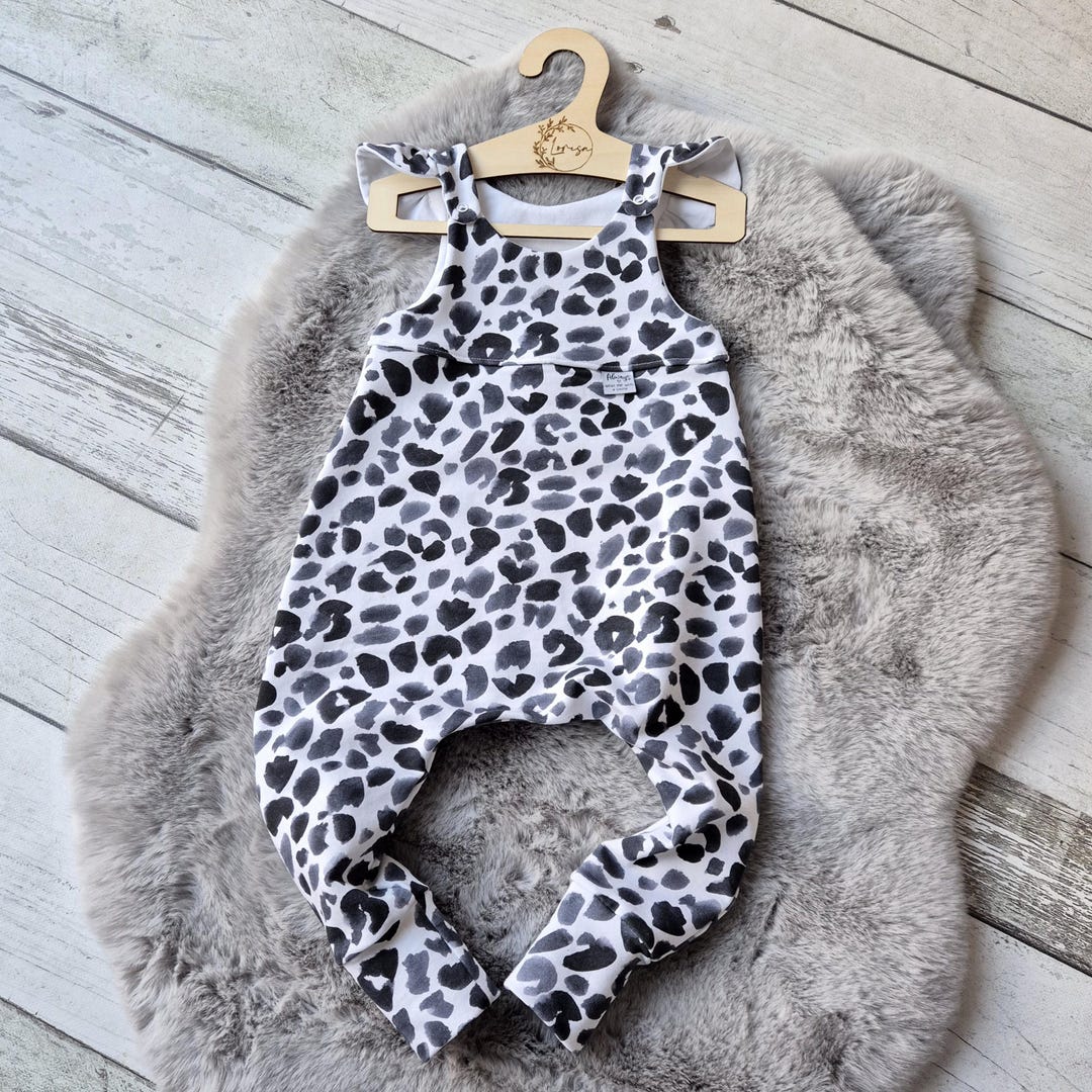 Baby Girl's Leopard Print Romper With Flutter Sleeves - Cotton ...