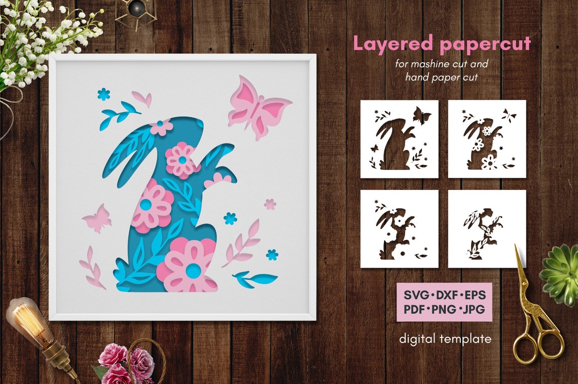 Shadow Box Svg, 3D Egg Svg, Easter Box Svg, Bunny Nox Svg, 3d Layered ...