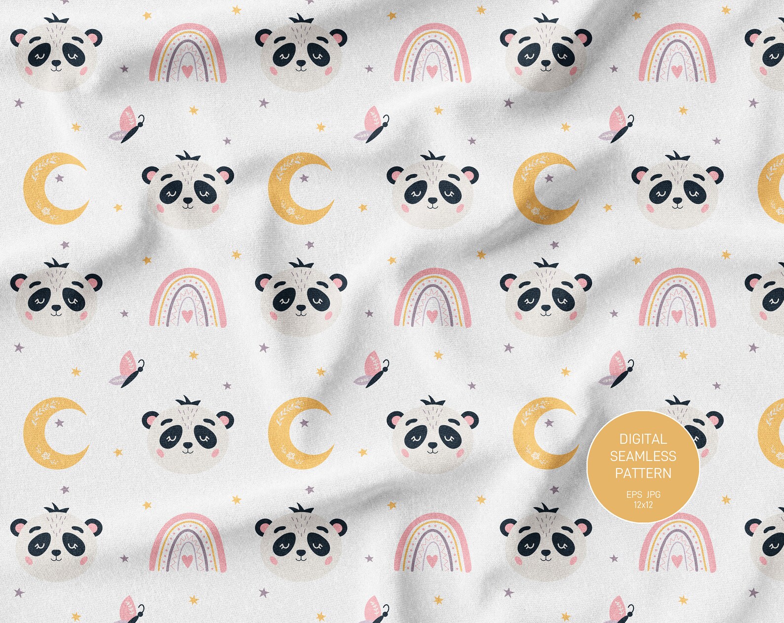 Panda Digital Paper. Cute Panda Bear. Panda Seamless Pattern. Digital ...