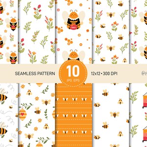 Bee Digital Paper. Summer Digital Paper. Bumble Bee Seamless - Etsy