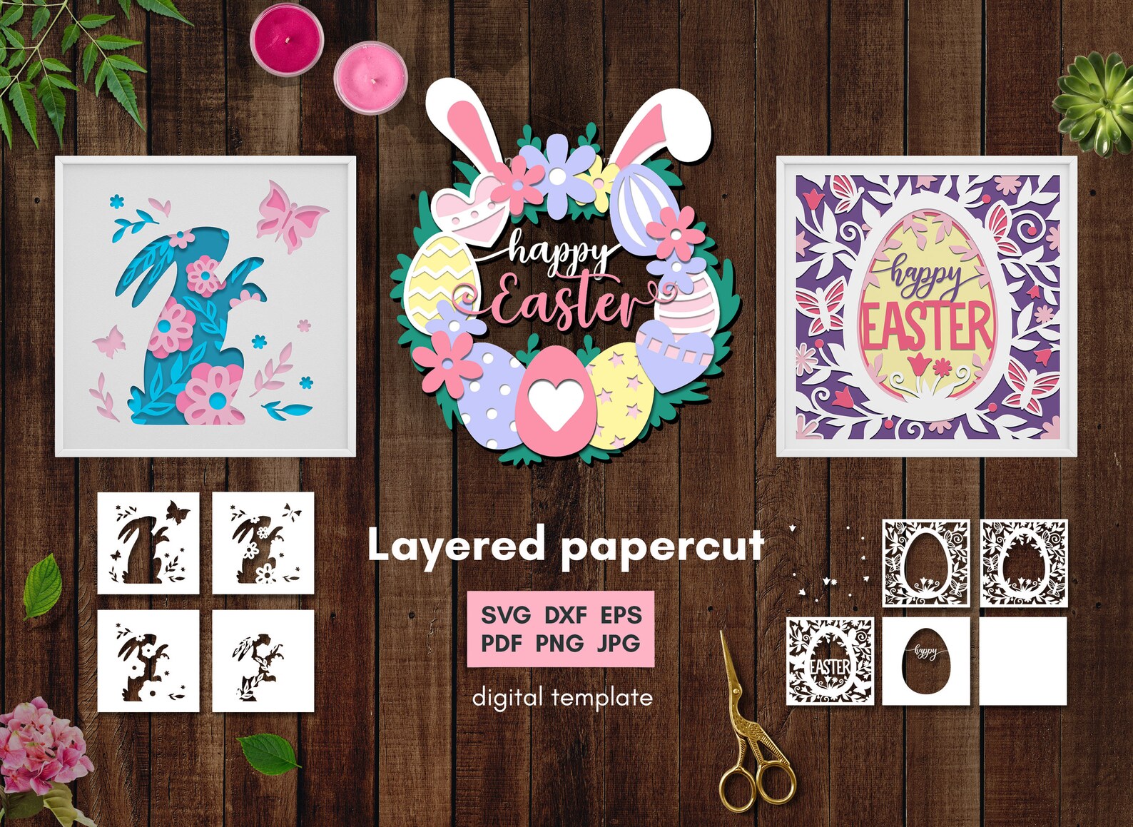 Shadow Box Svg, 3D Egg Svg, Easter Box Svg, Bunny Nox Svg, 3d Layered ...