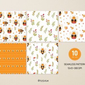 Bee Digital Paper. Summer Digital Paper. Bumble Bee Seamless - Etsy