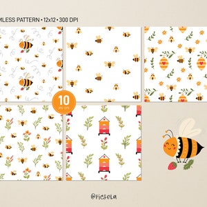 Bee Digital Paper. Summer Digital Paper. Bumble Bee Seamless - Etsy