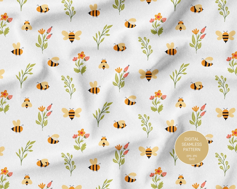 Bee Digital Paper. Summer Digital Paper. Bumble Bee Seamless - Etsy