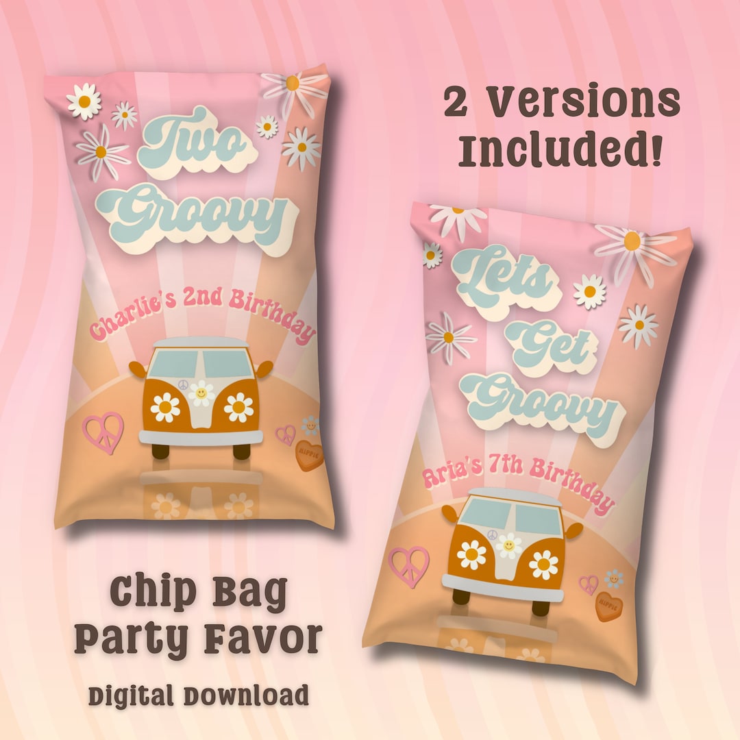 Retro Chip Bag Party Favor, Groovy Chip Bag Pre-made or Any Wording - Etsy