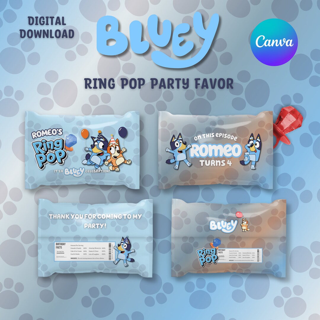 Bluey Ring Pop Wrapper Digital Download - Etsy Australia