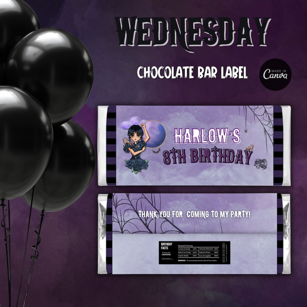 Wednesday Addams Hershey Bar Label Party Favor - Etsy