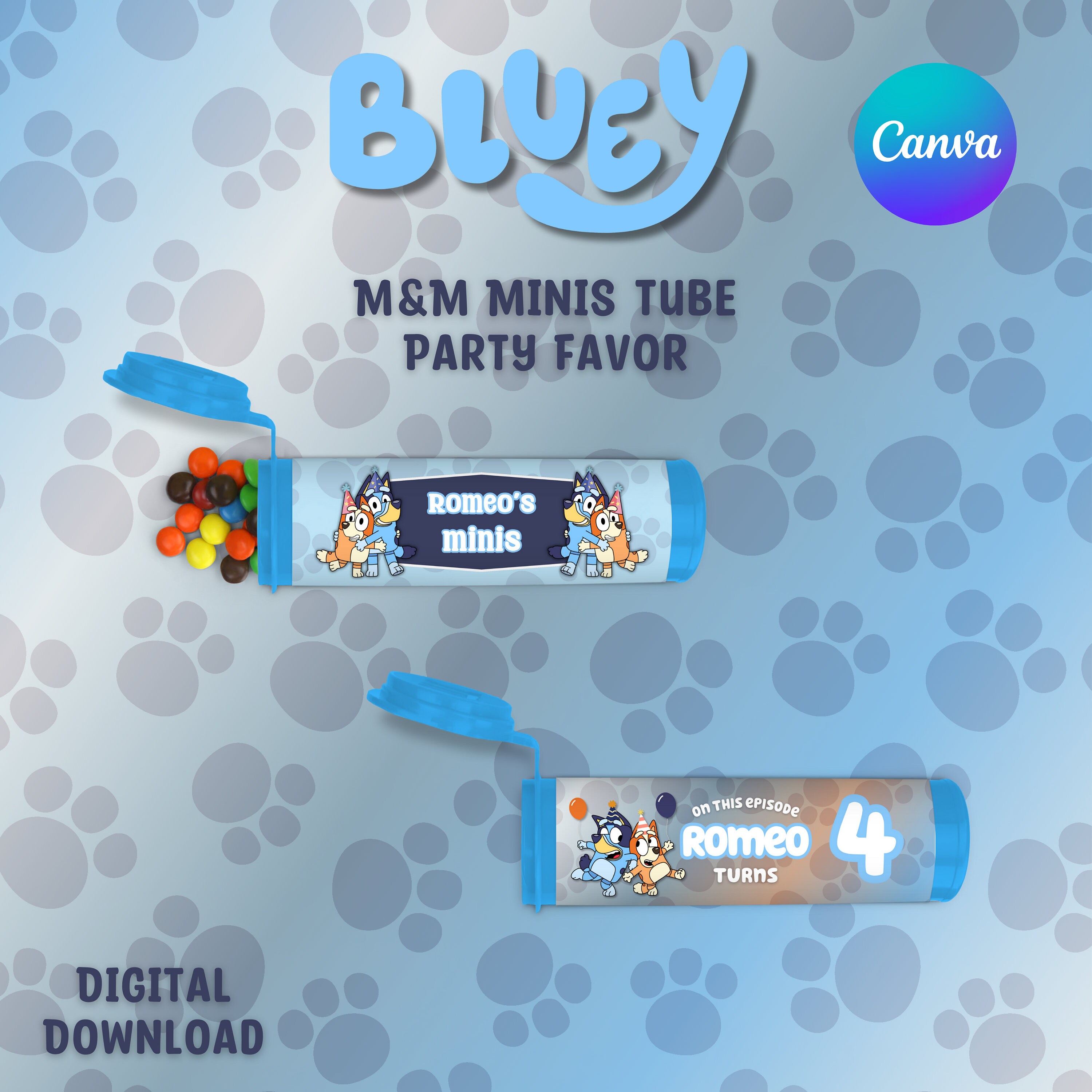 Bluey M&M Minis Tube Wrapper Customizable Bluey Party Favor - Etsy