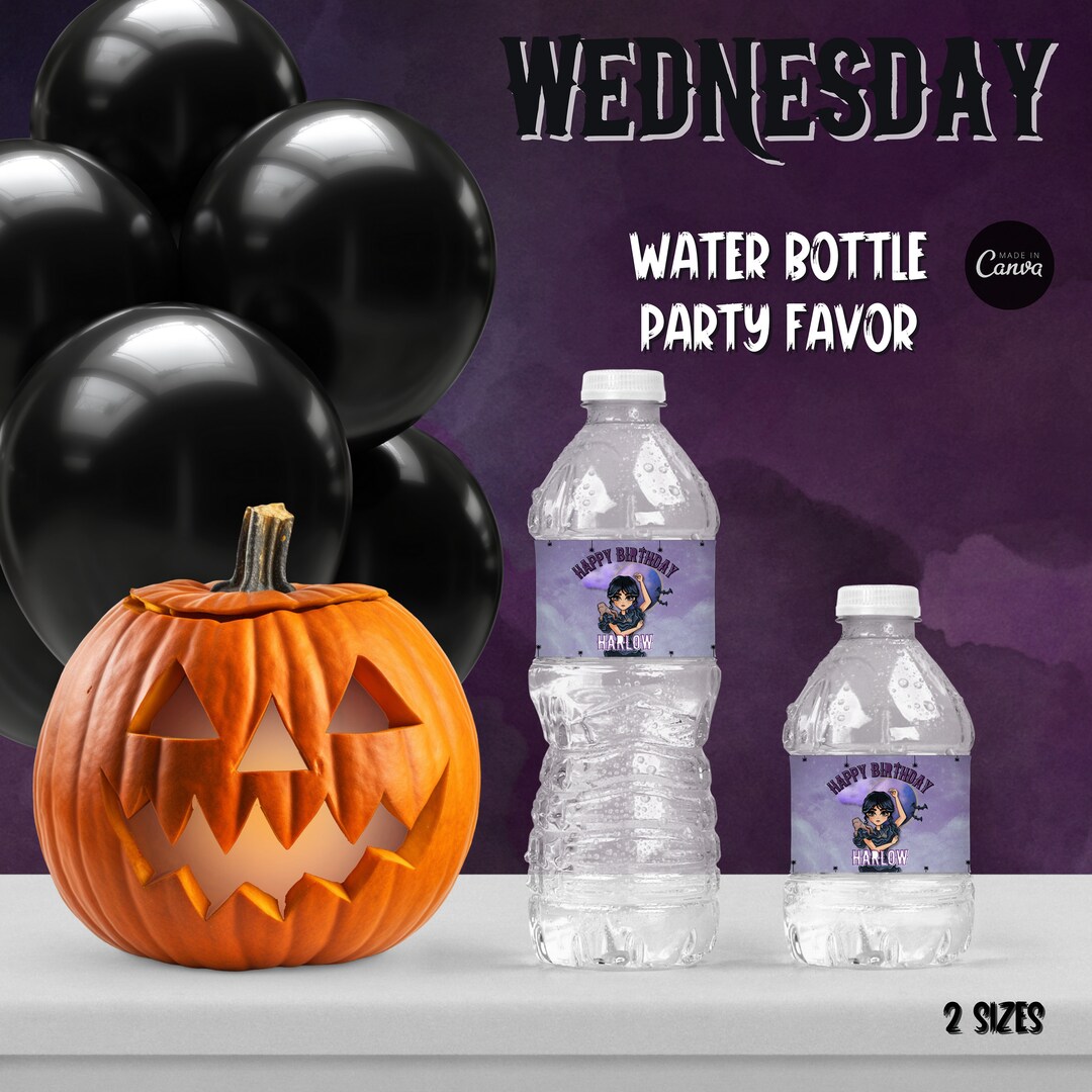 Wednesday Addams Water Bottle Party Favor, Customizable Water Bottle ...