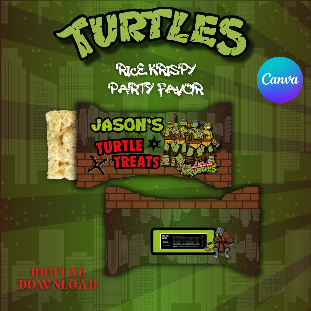Ninja Turtle Custom Rice Krispie Treat Party Favor - Etsy