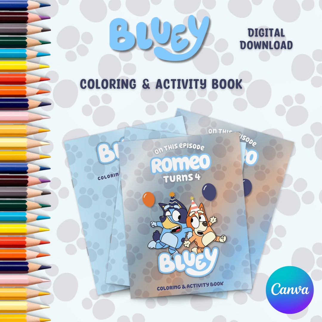 Bluey Coloring & Activity Book Digital Template Edit Yourself - Etsy