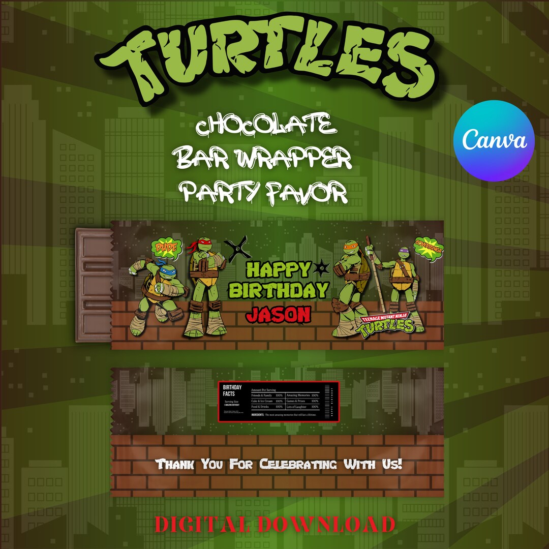 Ninja Turtles Hershey Bar Wrapper Party Favor Customizable - Etsy