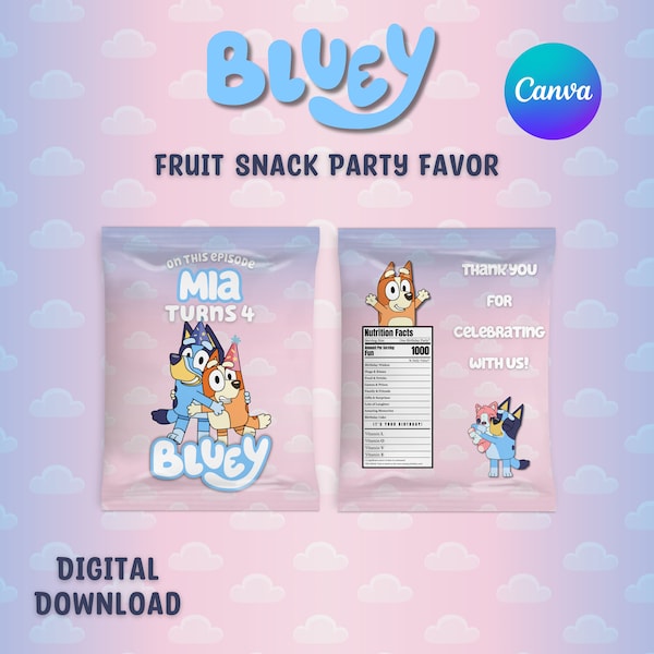 Bluey Party Snack Signs - Etsy
