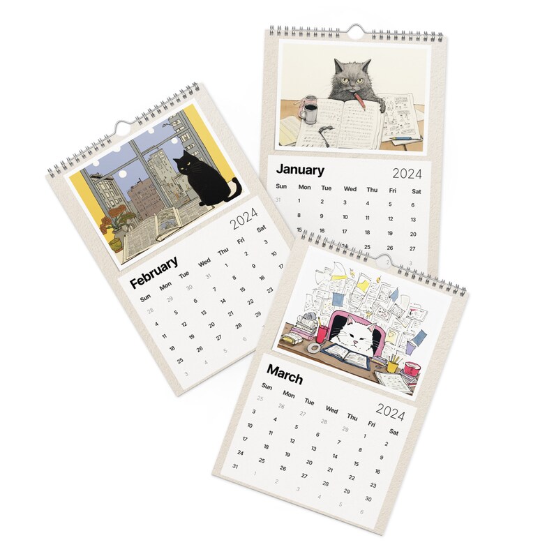 Cool Cats 2024 Wall Calendar - Etsy