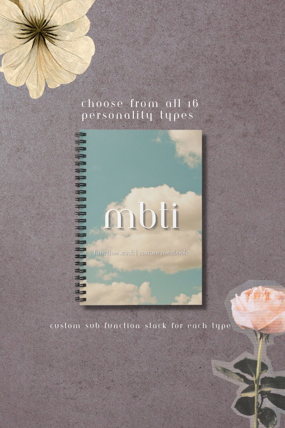 MBTI Function Stack Deluxe 6x8 Spiral Notebook Soft Cloud Painting ...
