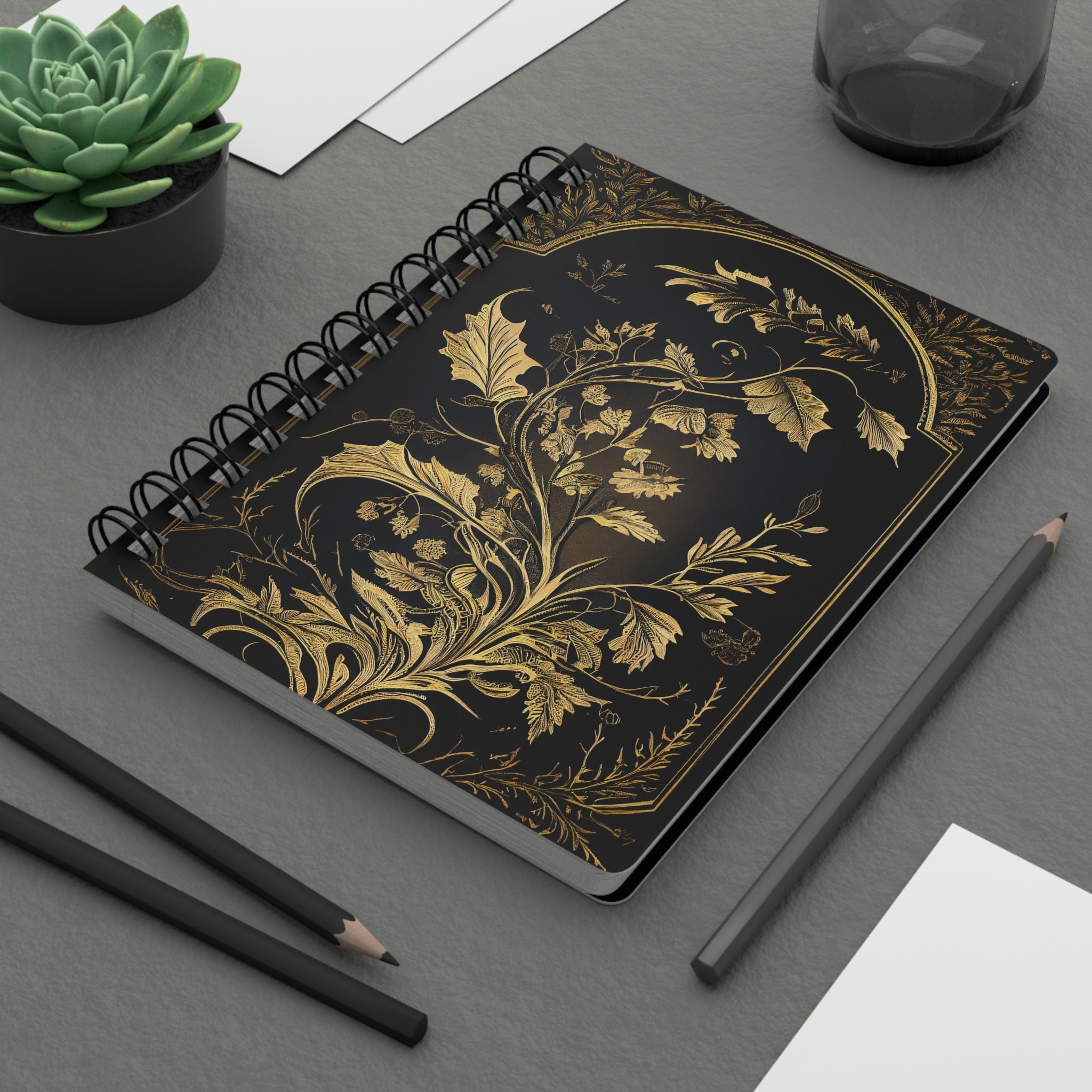 The Gold Floral Notebook | Victorian Aesthetic | 150 Pages High Quality ...