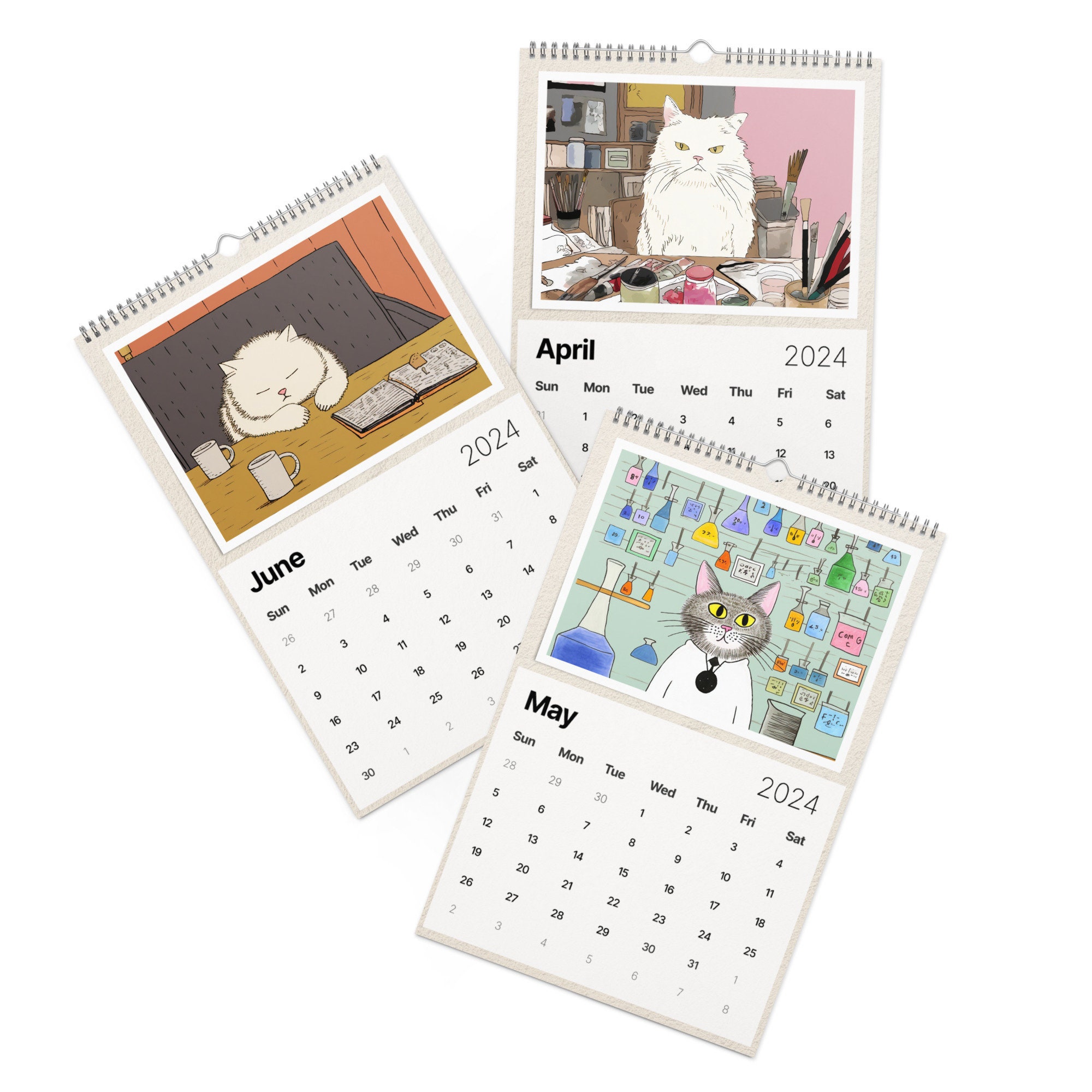 Cool Cats 2024 Wall Calendar - Etsy