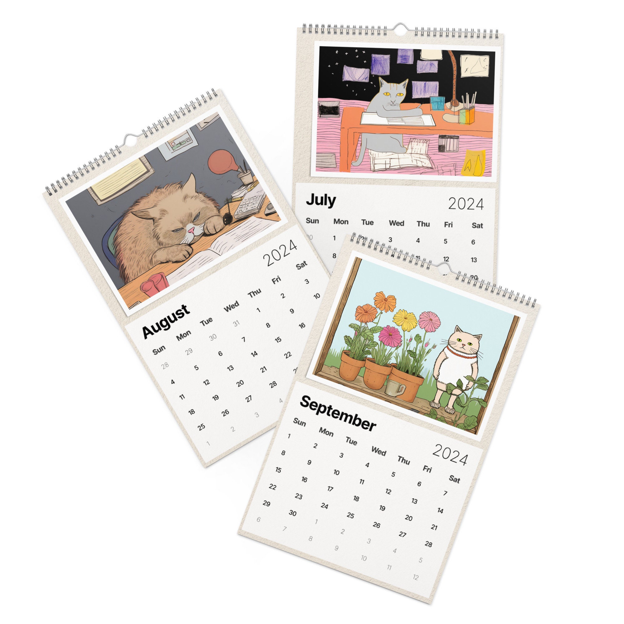 Cool Cats 2024 Wall Calendar - Etsy
