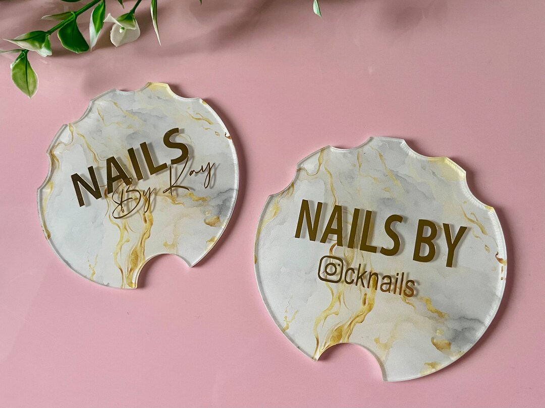 White and Gold Marble Effect Nail Prop, Nailfie, Nail Advertising Prop ...