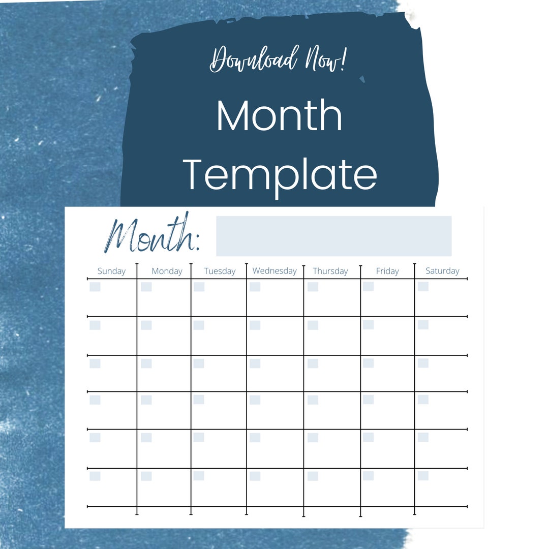 Instant Download - Month Calendar - Etsy