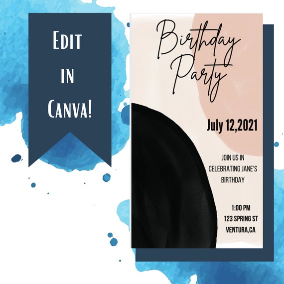 Canva Template Birthday Party Invitation | Etsy