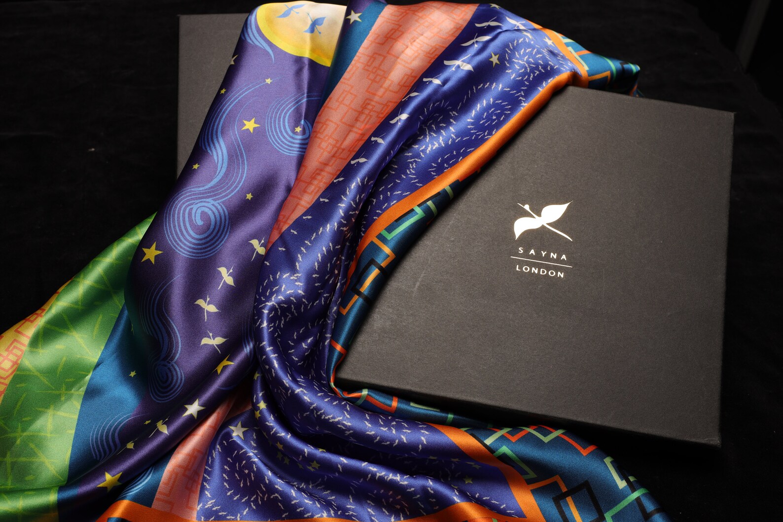 Italian Large Satin Silk Scarf, Scarves, Gift With Giftbox, Christmas ...