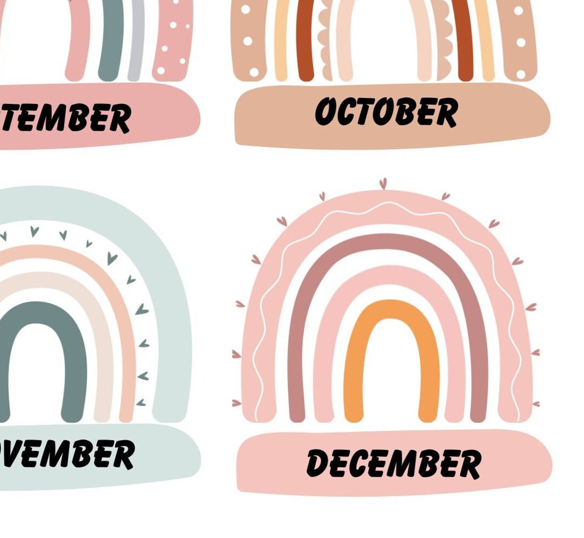 Neutral Rainbow Birthday Chart - Etsy