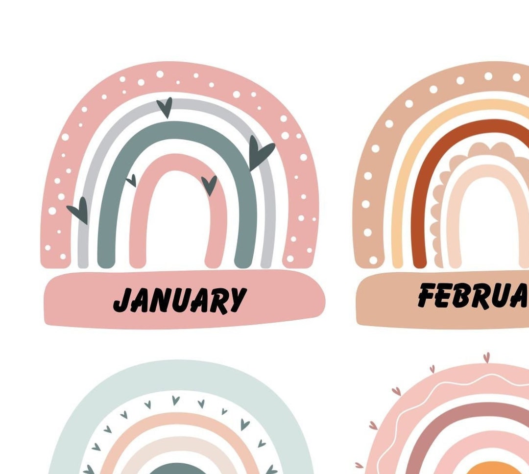 Neutral Rainbow Birthday Chart - Etsy