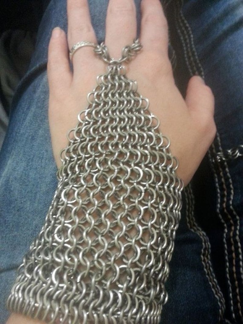 Handmade Aluminum Chainmail Hand Flower: Medieval Gothic Cuff, Pair ...