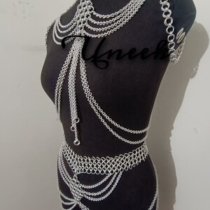 Anodized Aluminum Chainmail Skirt & Shoulder Chain Set, Rave Festival ...