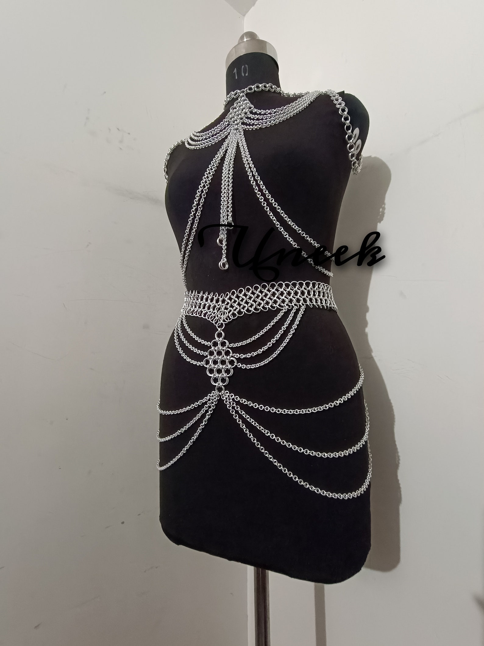 Anodized Aluminum Chainmail Skirt & Shoulder Chain Set, Rave Festival ...