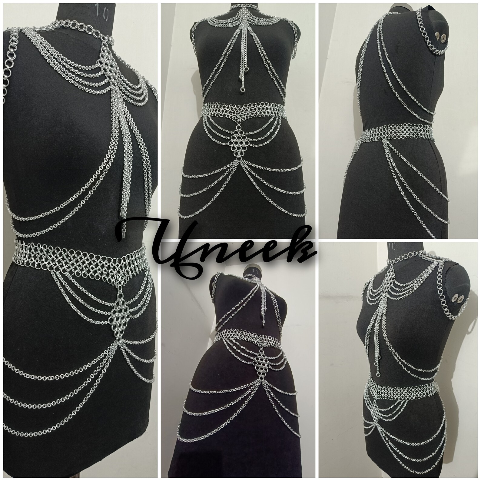Anodized Aluminum Chainmail Skirt & Shoulder Chain Set, Rave Festival ...