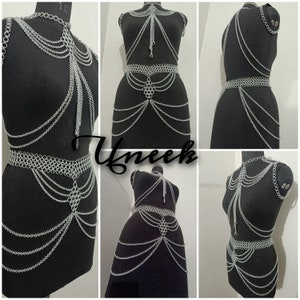 Anodized Aluminum Chainmail Skirt & Shoulder Chain Set, Rave Festival ...