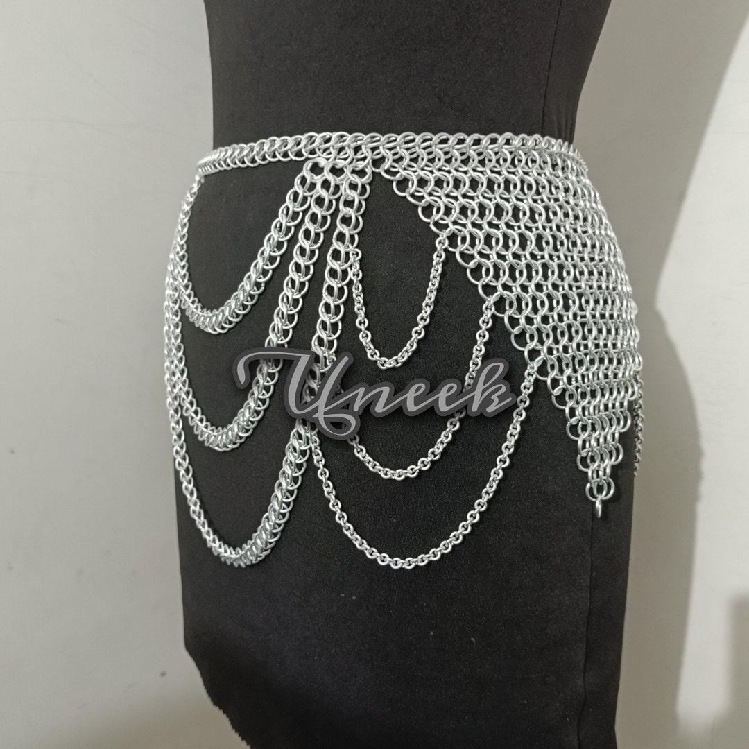Chainmail Skirt/belt, Sides Layers Belly Dance Mini Skirt, Aluminum ...