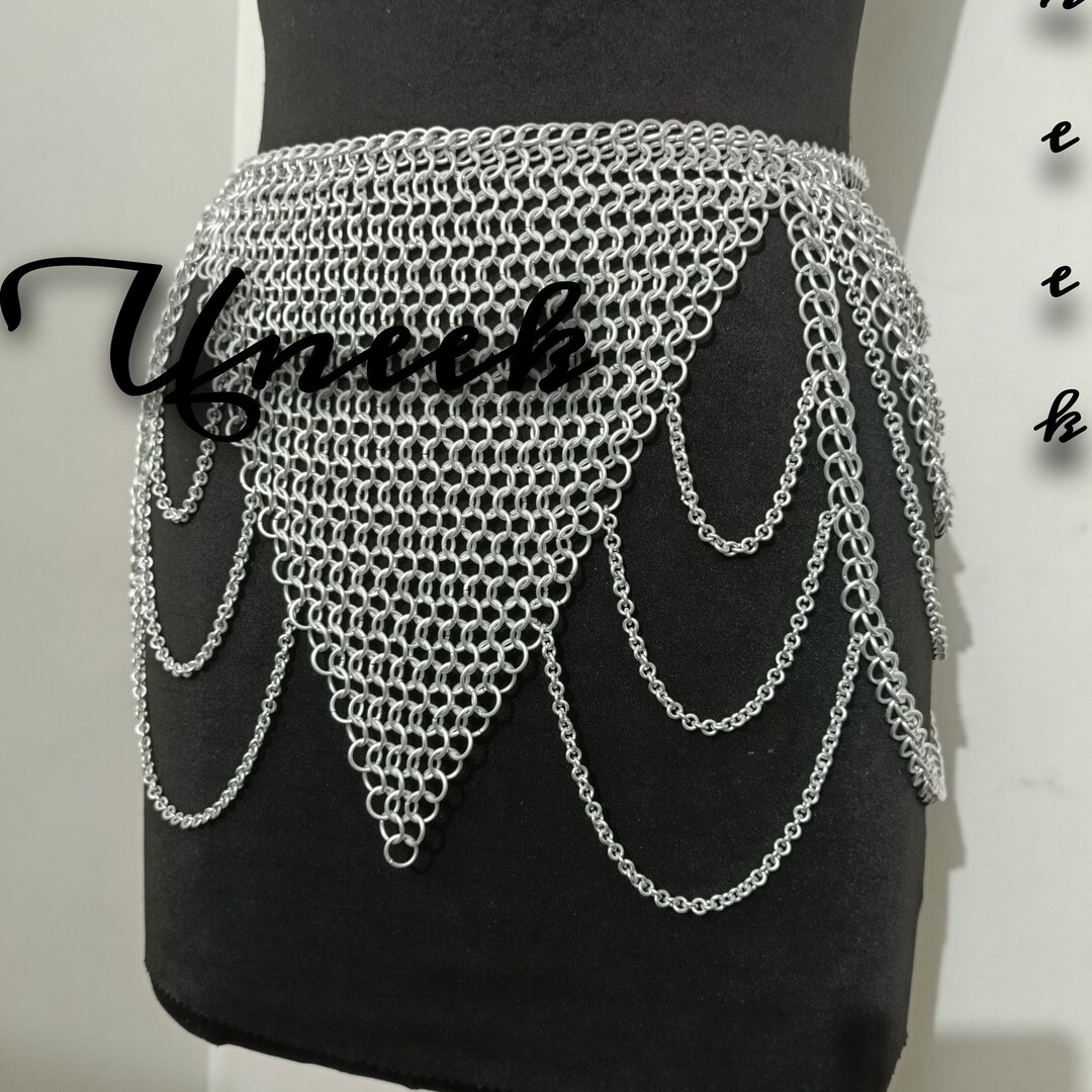 Chainmail Skirt/belt, Sides Layers Belly Dance Mini Skirt, Aluminum ...